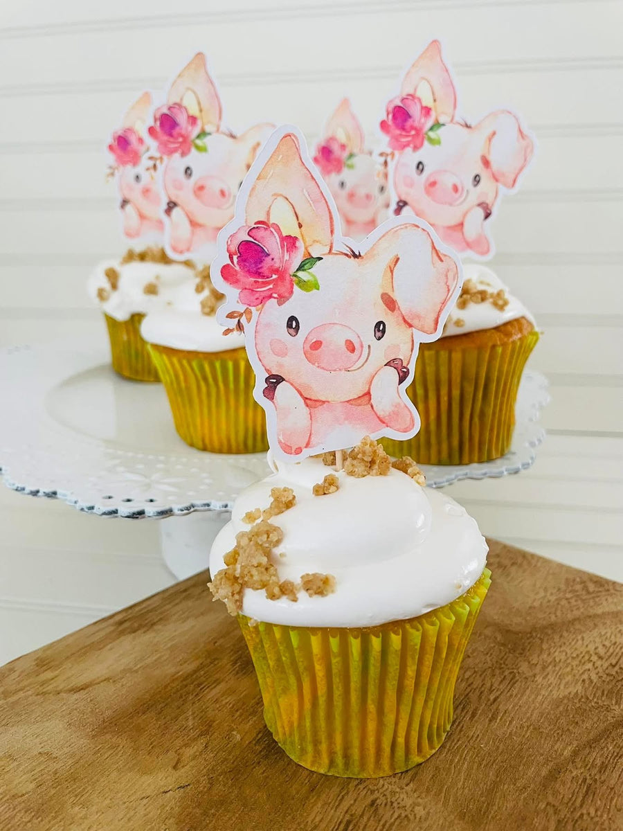 Pretty Pigs Cupcake Toppers – Byrdsnest Design
